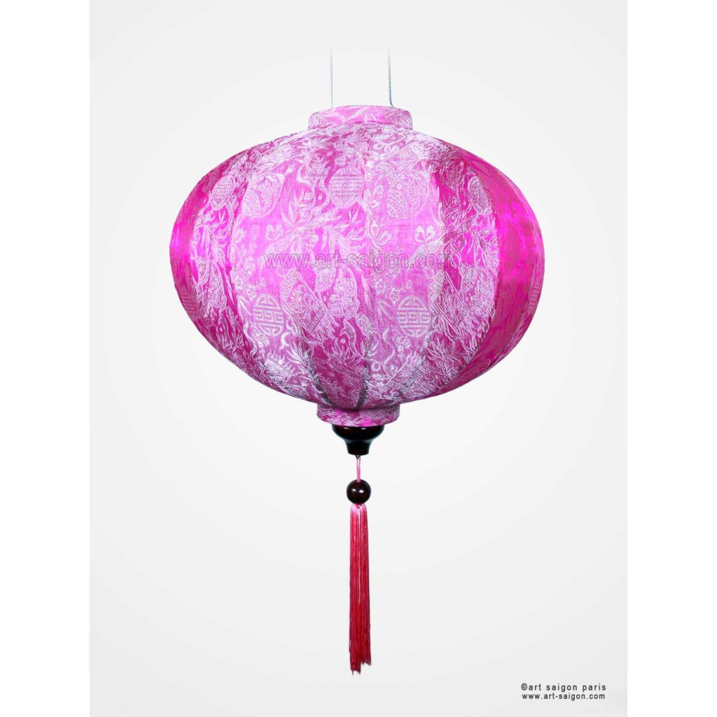 Lampion Asiatique Soie Rose - Lanterne & Artisanat Vietnam | Art Saigon